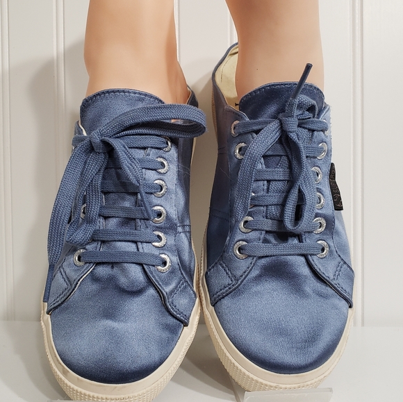 Superga | Shoes | Superga Blue Satin Slide Sneakers Sz | Poshmark